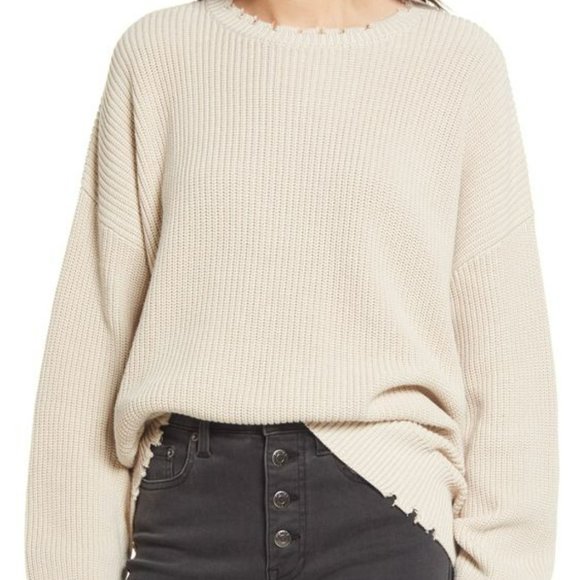 pistola | Sweaters | Pistola Eva Distressed Frayed Edge Cotton Sweater ...